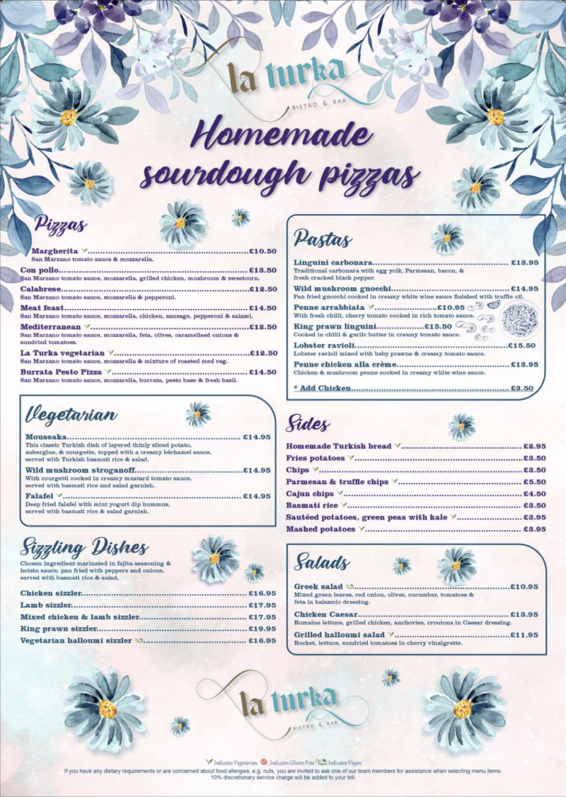 Evening Menu – LA TURKA BISTRO