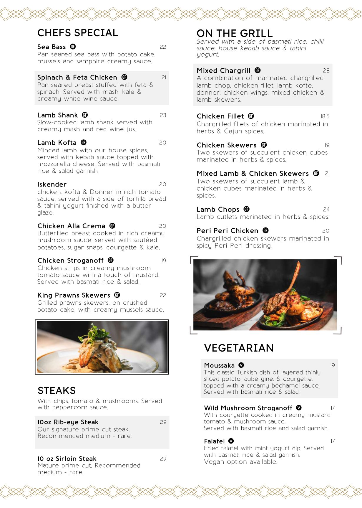 À la carte Menu – LA TURKA BISTRO