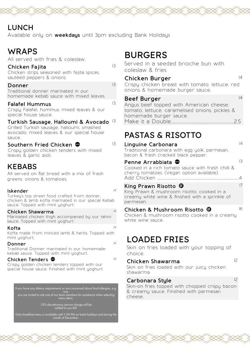 Brunch & Lunch Menu – LA TURKA BISTRO